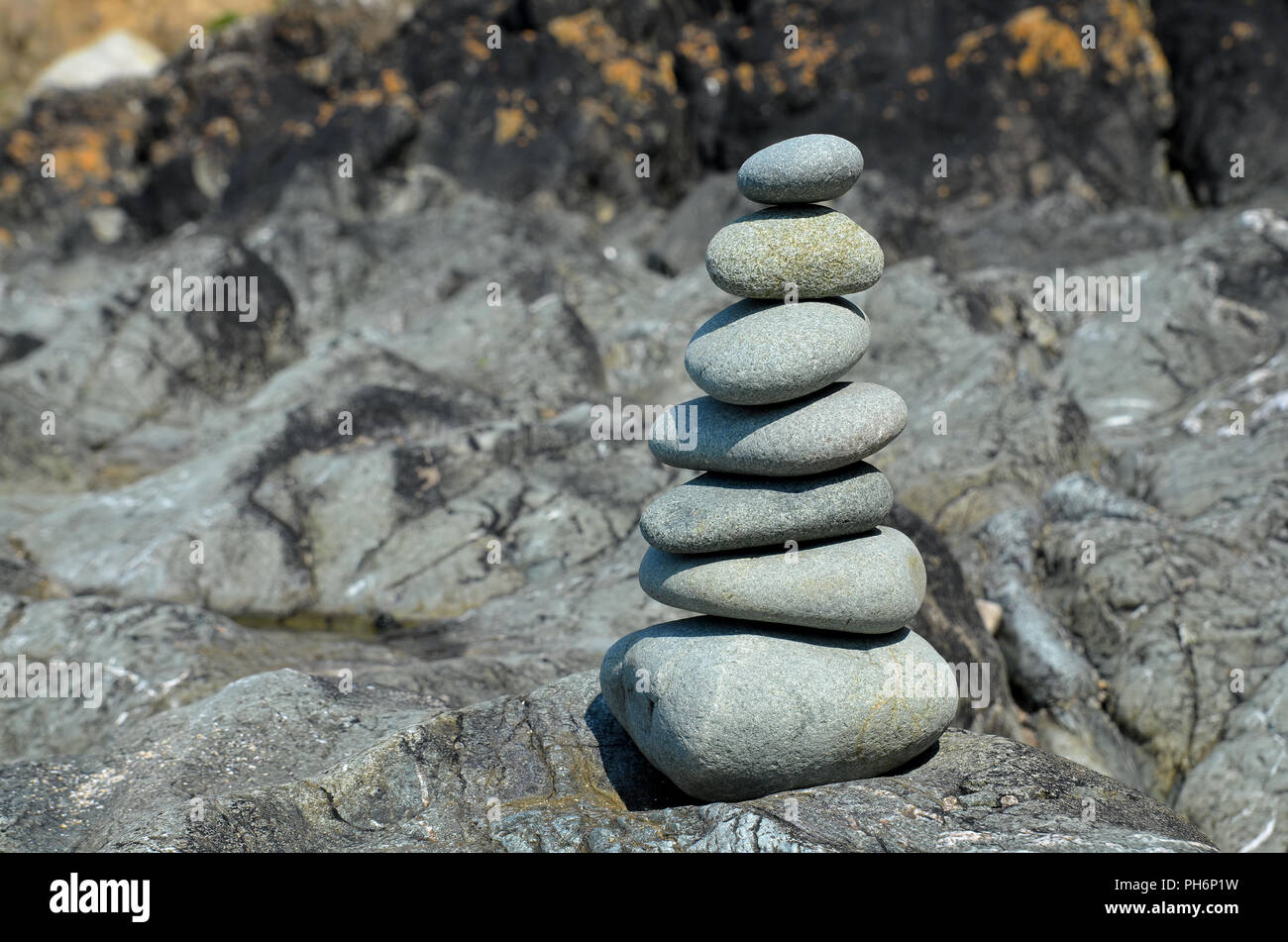 Stone stack on the sea beach Stock Photo - Alamy