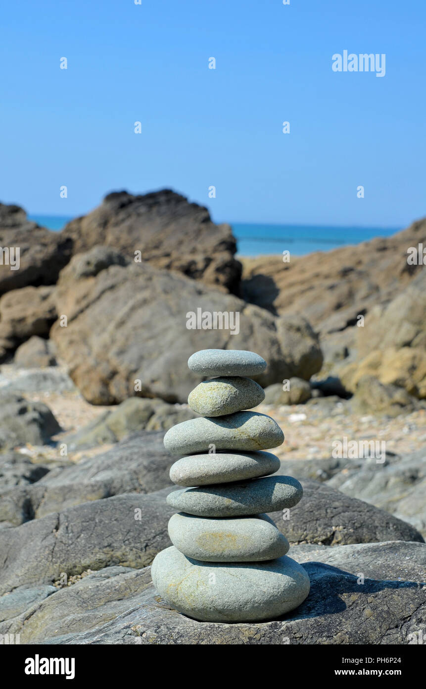 Stone stack on the sea beach Stock Photo - Alamy
