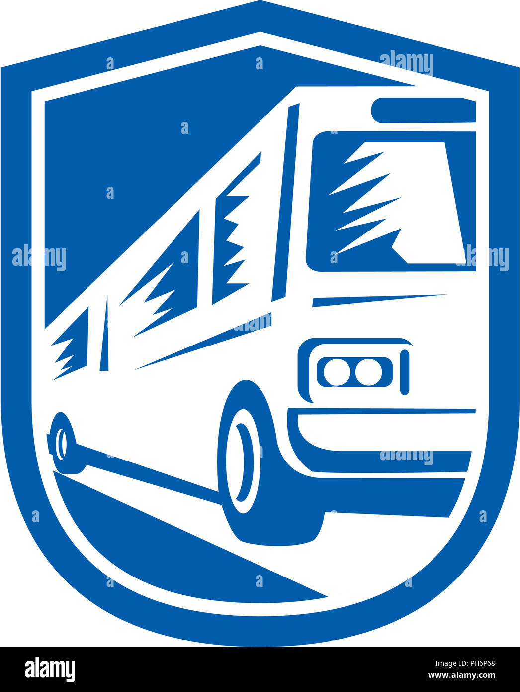 Tourist Coach Shuttle Bus Travelling Fast Retro Stock Photo - Alamy