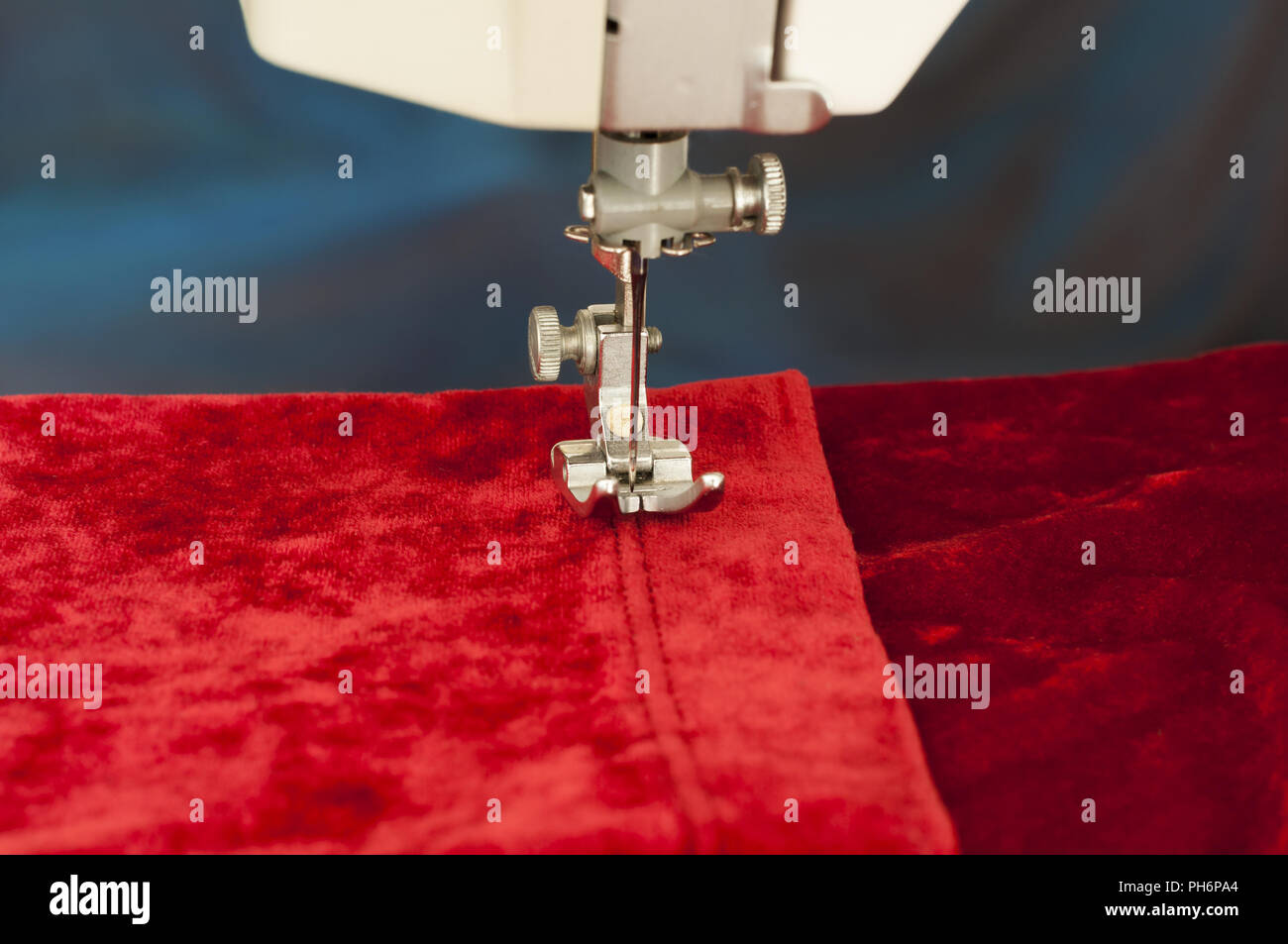 Sewing machine with textiles Stock Photo - Alamy