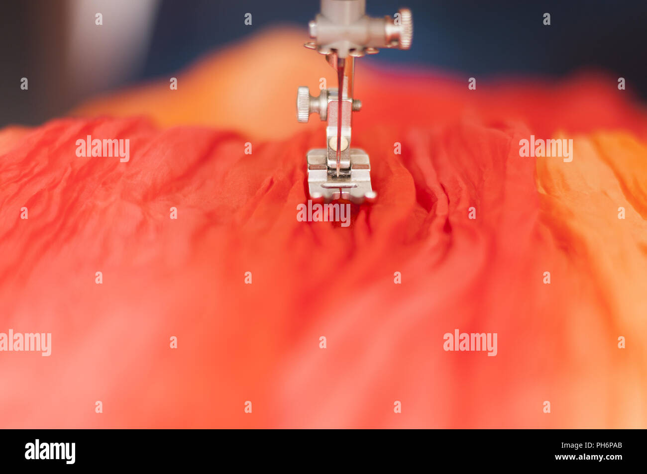 Sewing machine with textiles Stock Photo - Alamy