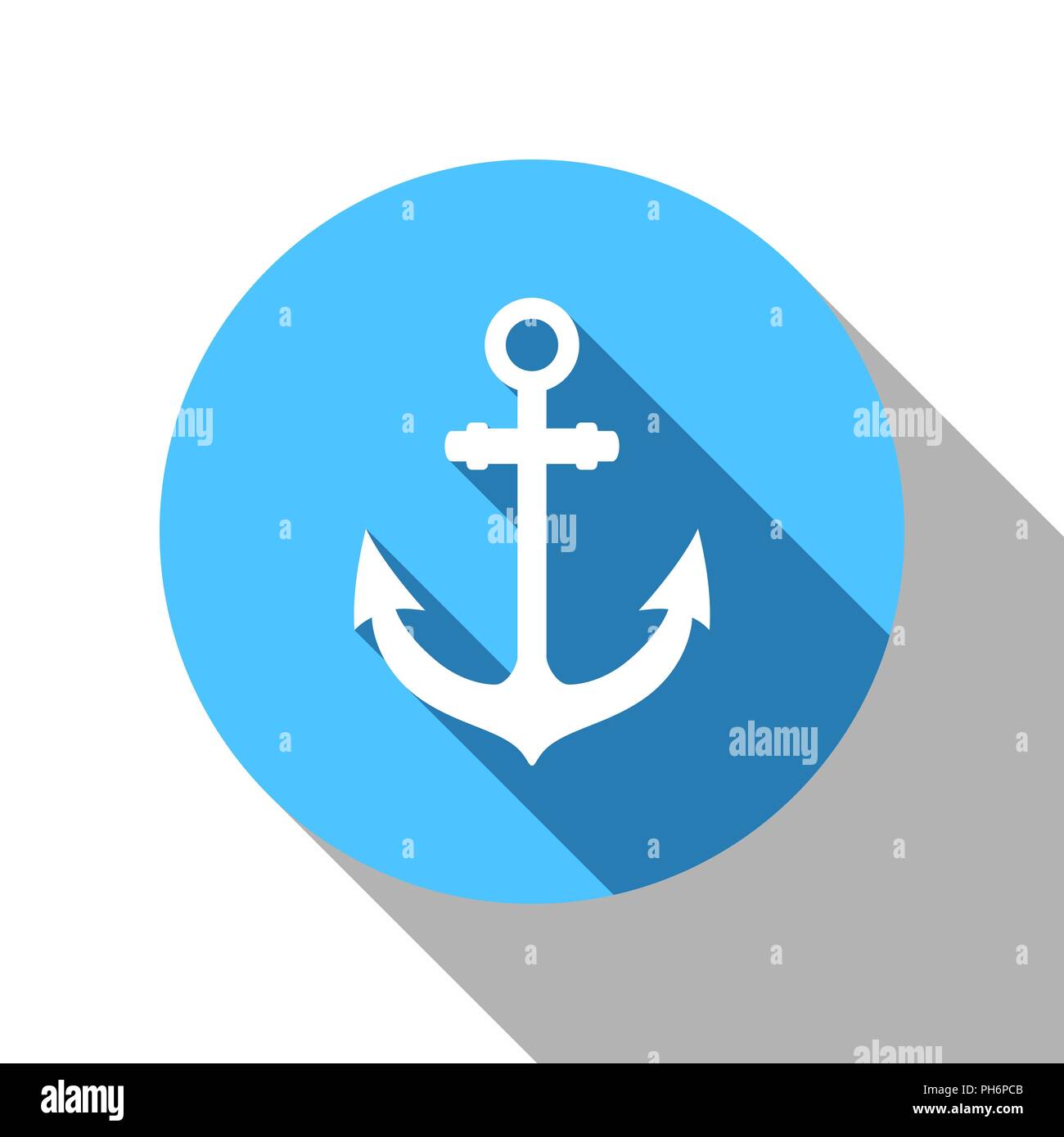 Anchor flat blue shadow icon Stock Vector Image & Art - Alamy