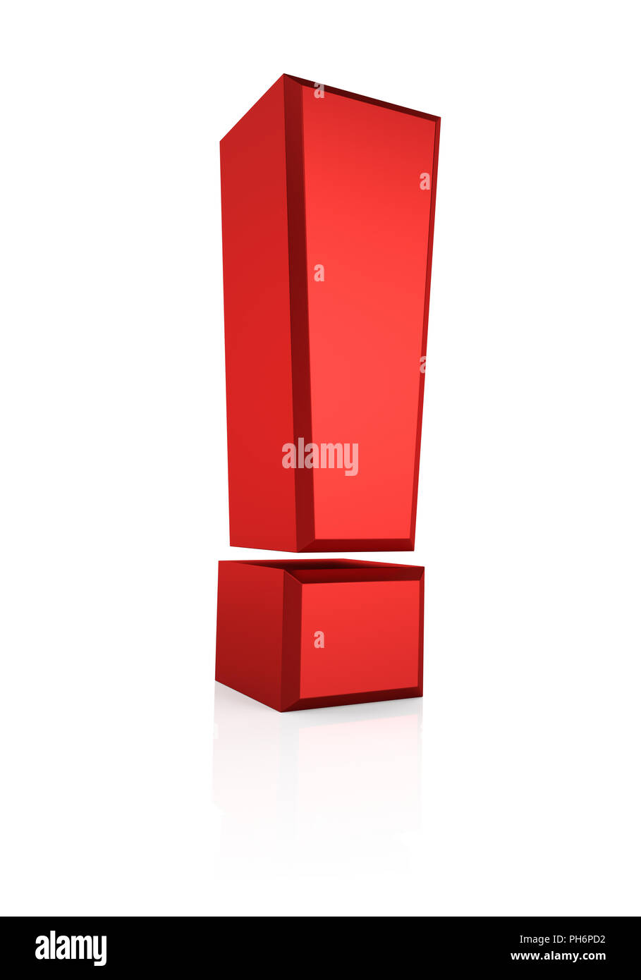 3D Red Exclamation Sign Stock Photo - Alamy