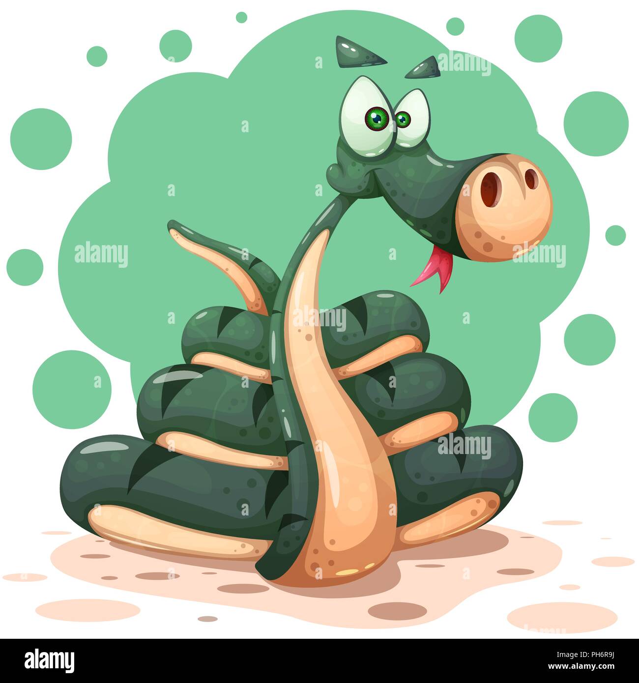 Cute, funny, crazy snake characters with bow Stock Vector Image & Art ...