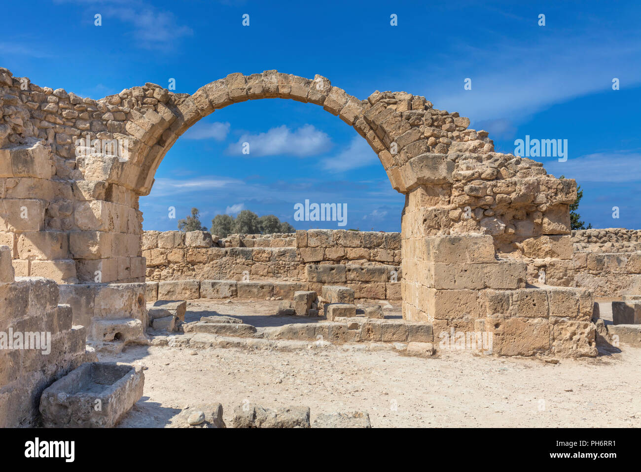 Saranda Kolones Byzantine fortress, Paphos, Cyprus Stock Photo - Alamy