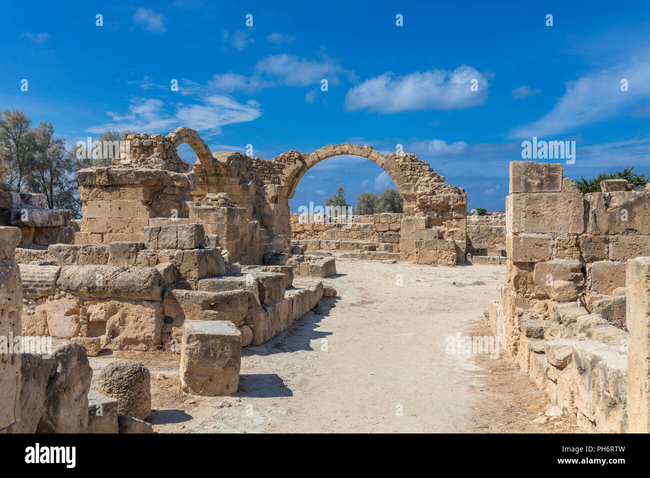Saranda Kolones Byzantine fortress, Paphos, Cyprus Stock Photo - Alamy