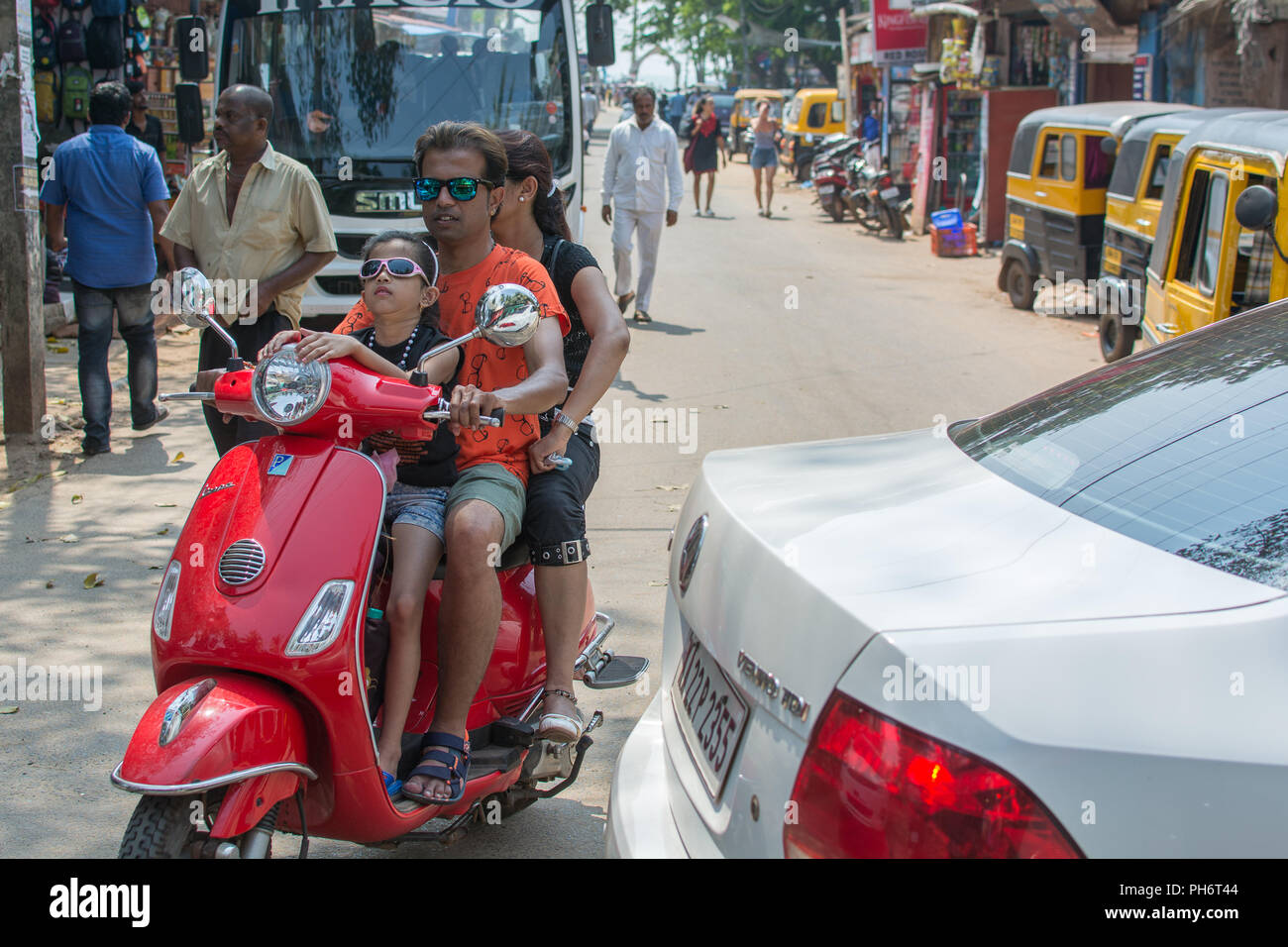 Goa, India - July 8, 2018 - Typical traffic situation on indian street ...