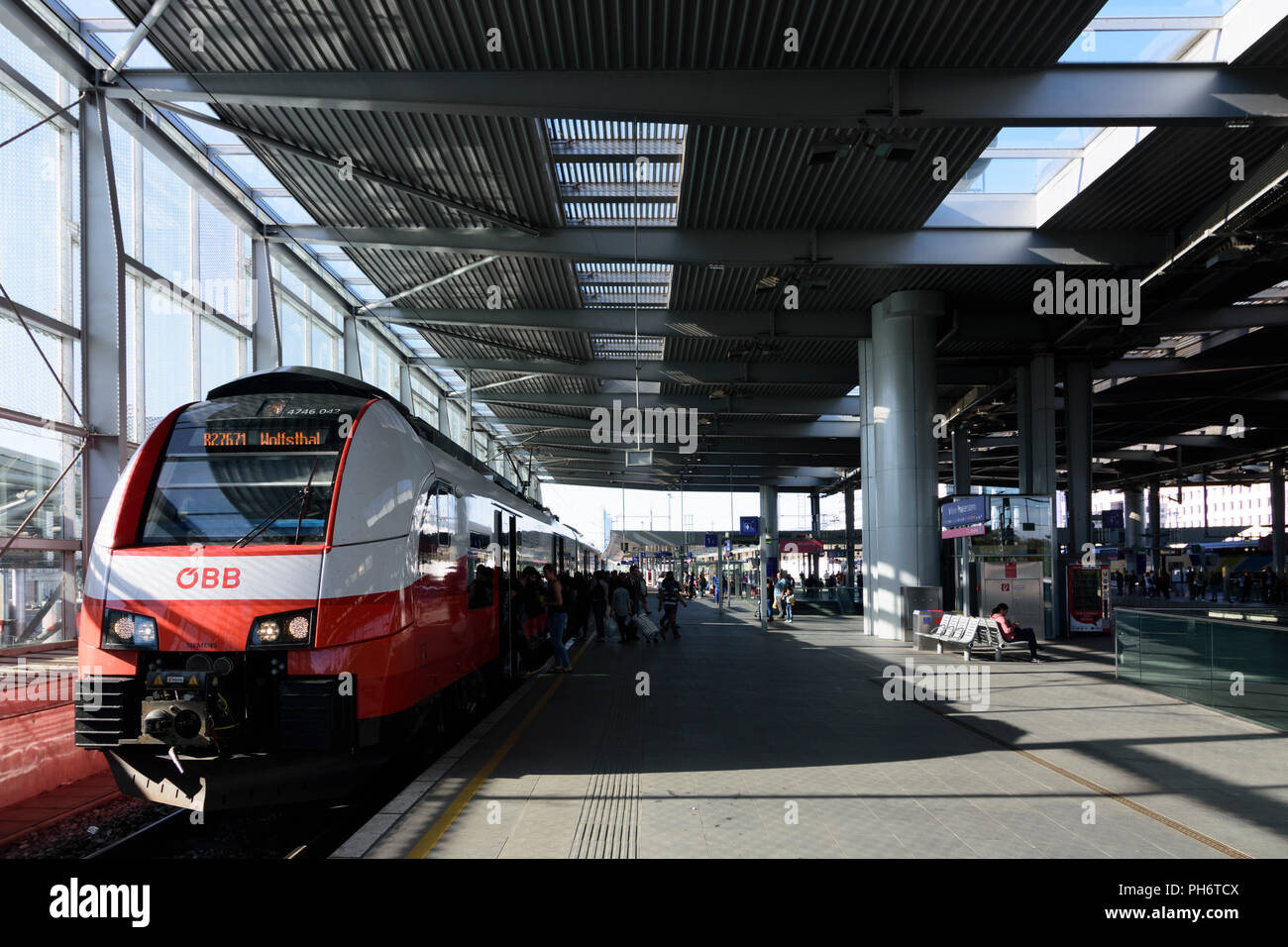 Wien, Vienna: railway station of ÖBB Praterstern, train Cityjet, 02 ...