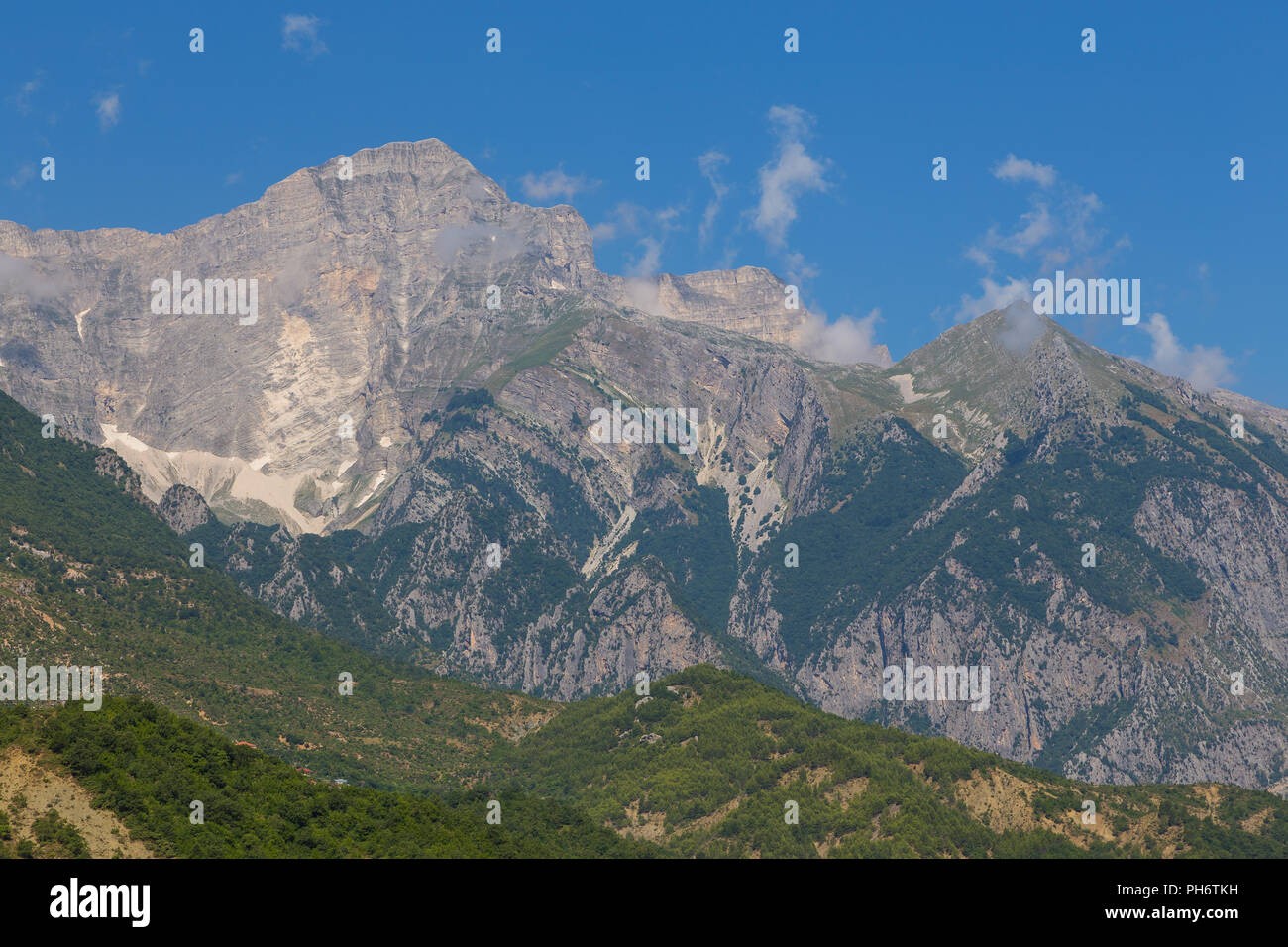 Scenic landscape view in Melesin mountain in summer day. Leskovik area ...