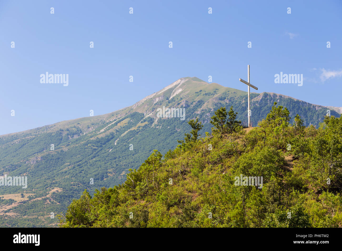 Scenic landscape view in Melesin mountain in summer day. Leskovik area ...