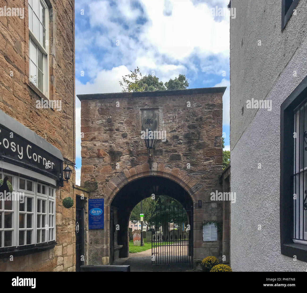 Ayr, Scotland, UK - August 29, 2018: The front entrance to the Auld ...