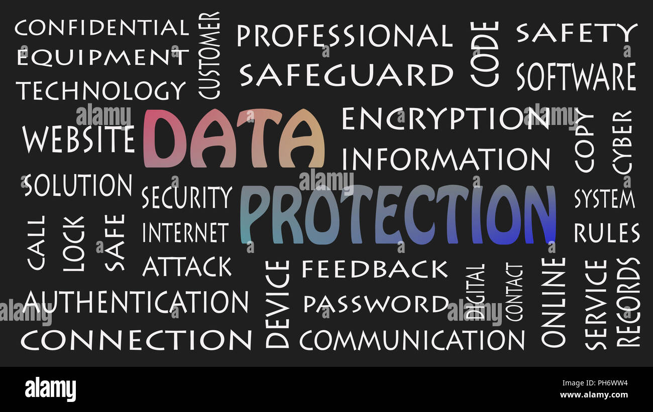 Data Protection, security privacy concept in background black Stock ...