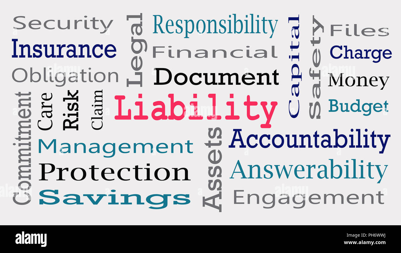 Liability Word Cloud tag cloud isolated Stock Photo - Alamy