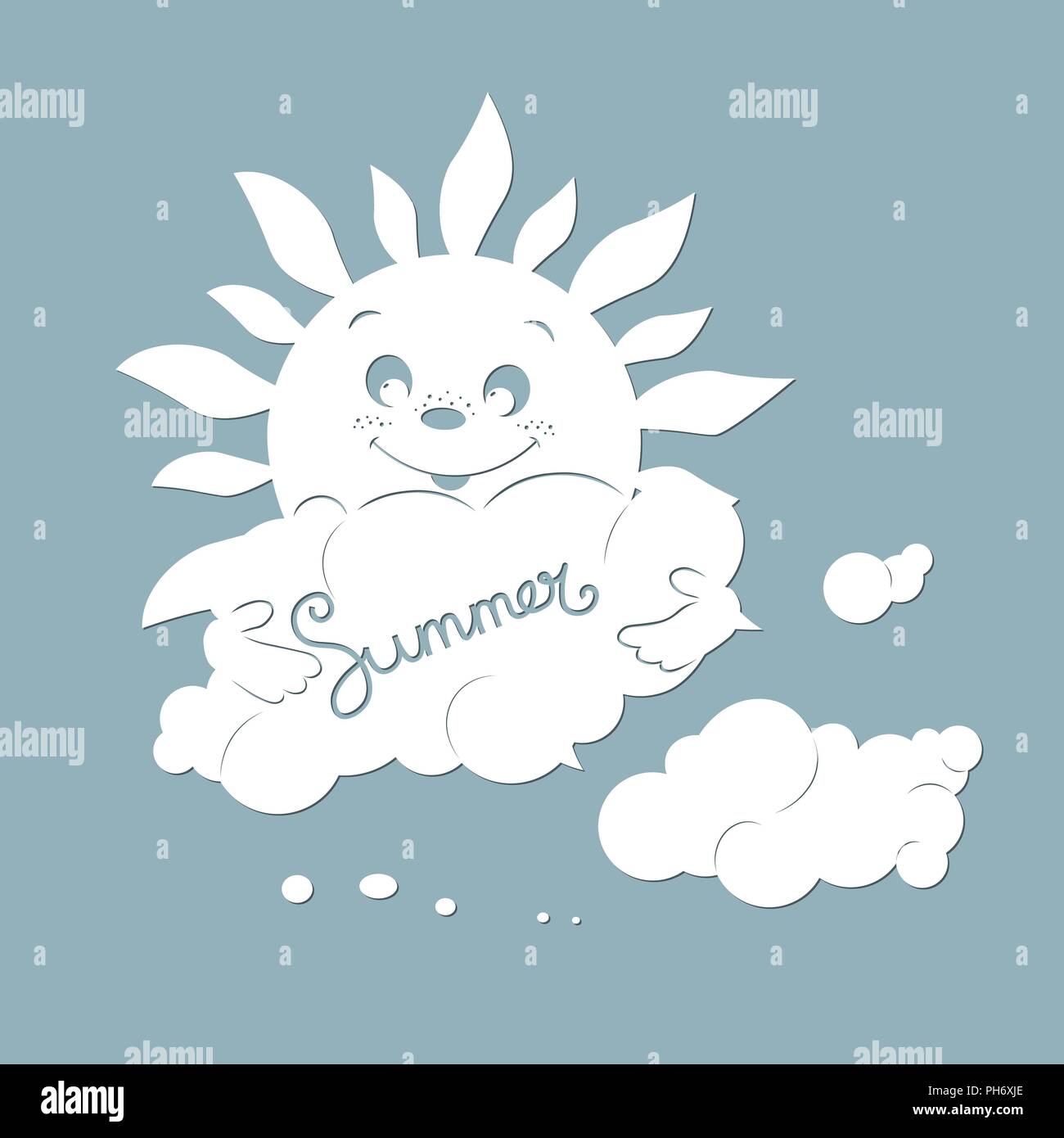 vector, laser-beam cutting, clouds, sun. Template Greeting card. laser ...