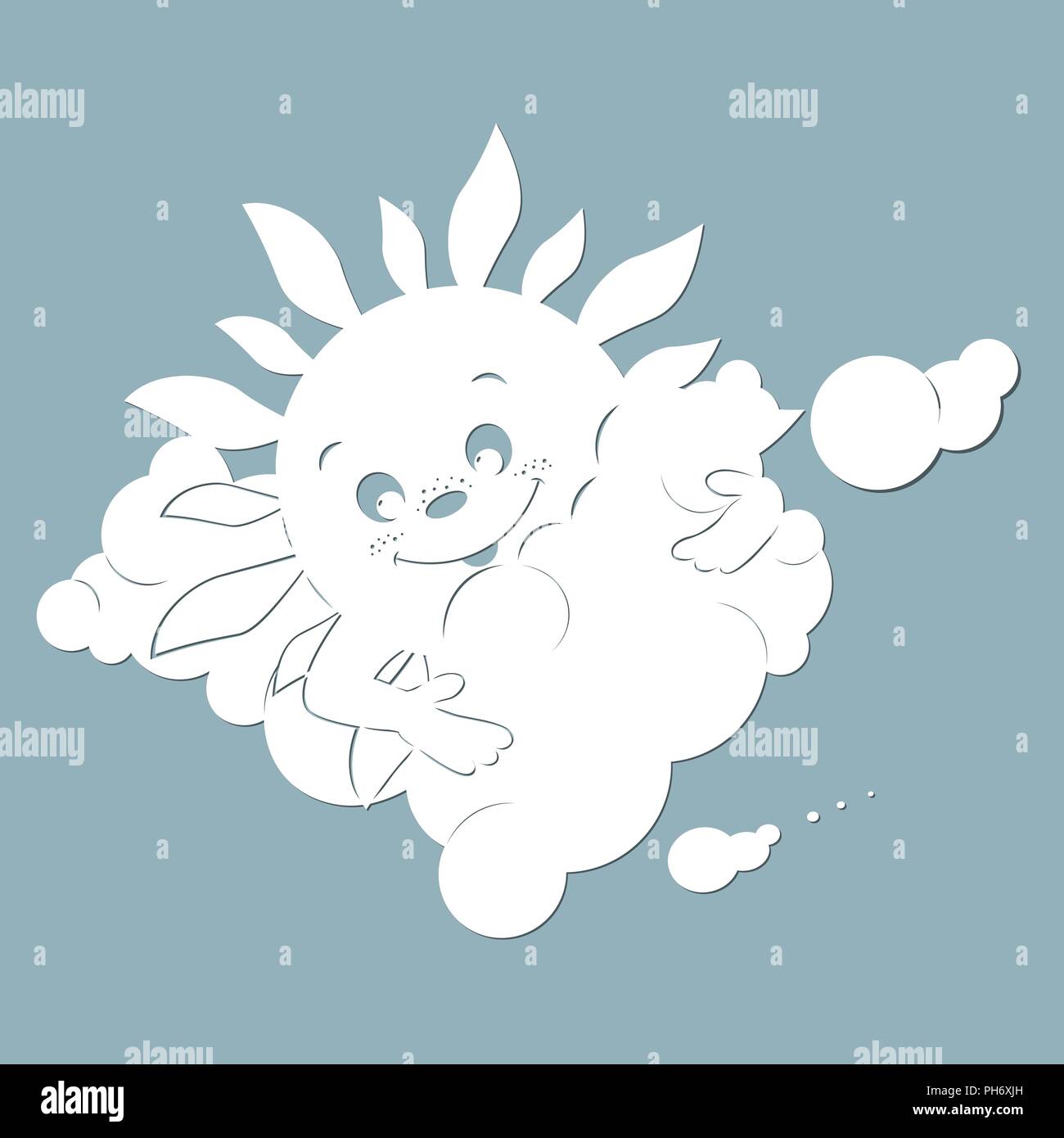 vector, laser-beam cutting, clouds, sun. Template Greeting card. laser ...