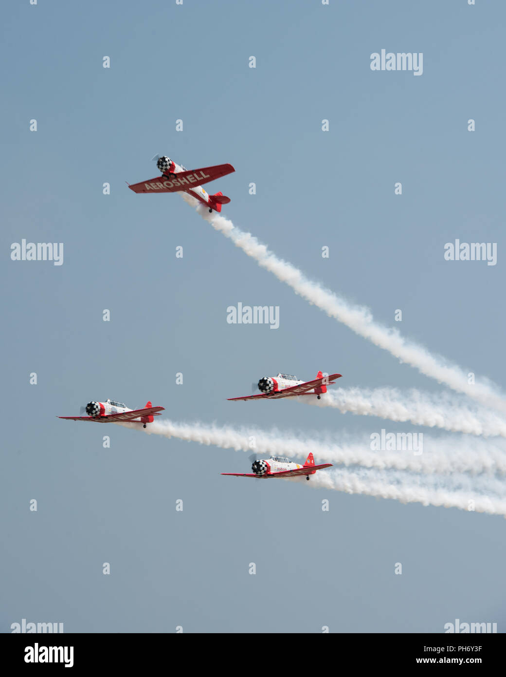 The Aeroshell Aerobatic Team performs during the 2018 Defenders of ...