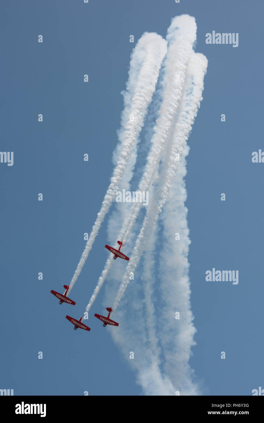 The Aeroshell Aerobatic Team performs during the 2018 Defenders of ...