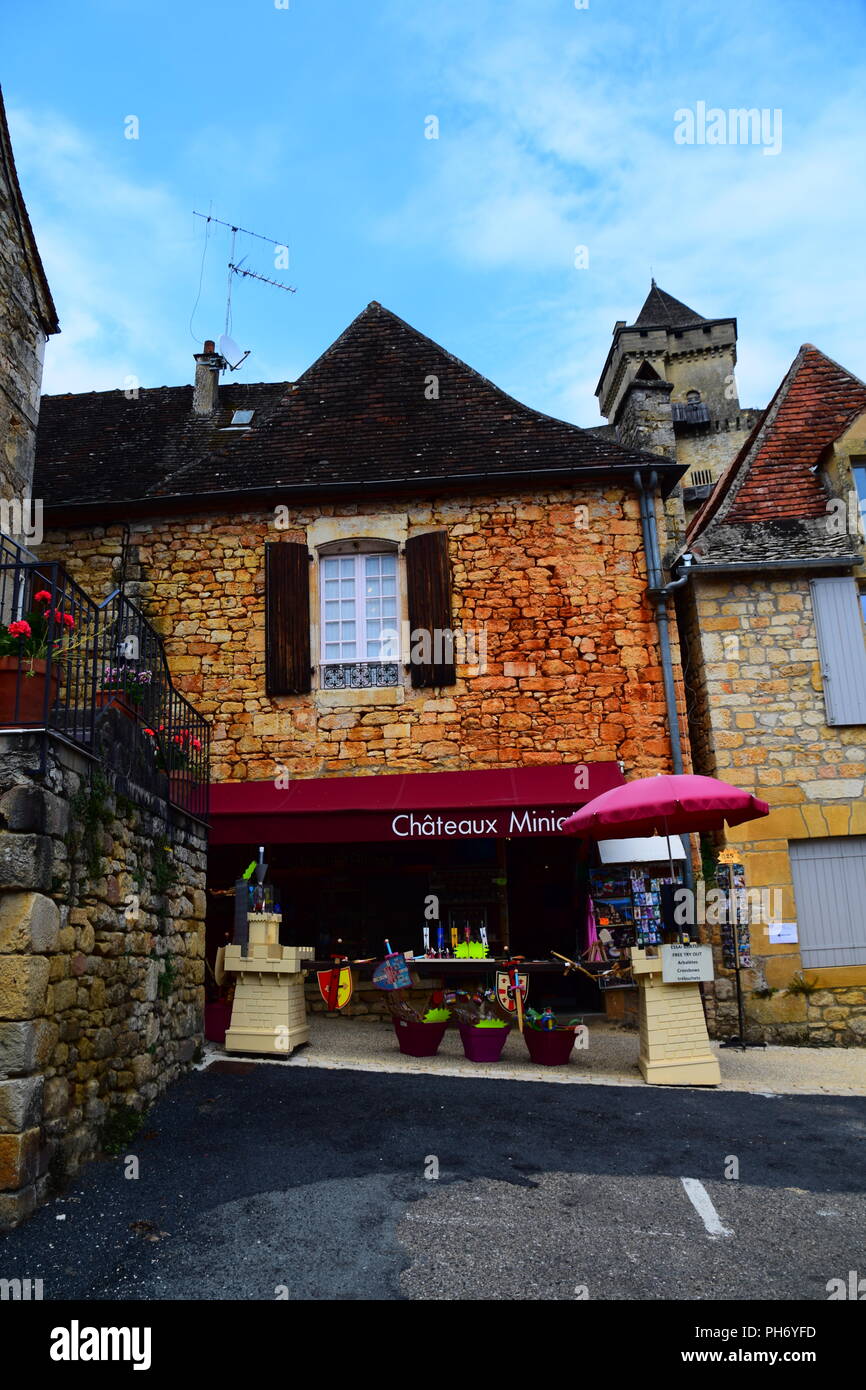 Views of the center and streets of the medieval bastide village of ...