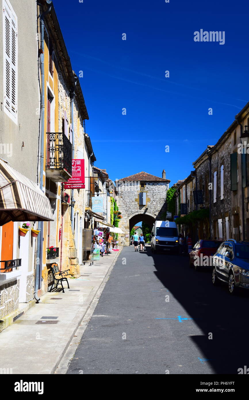 Views of the center and streets of the medieval bastide village of ...