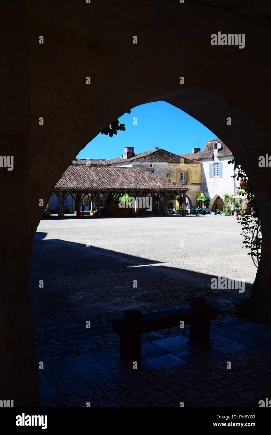 Views of the center and streets of the medieval bastide village of ...