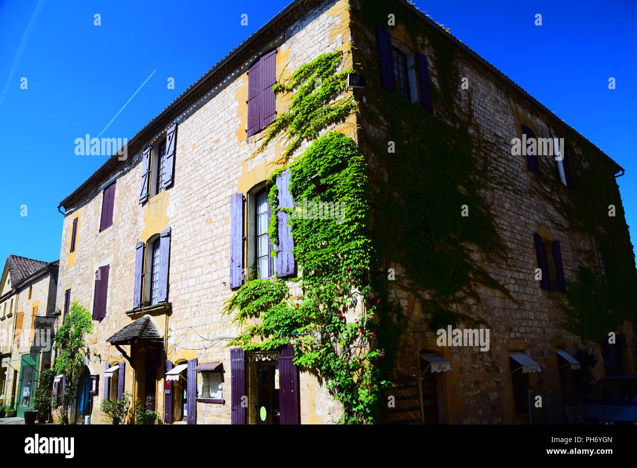 Views of the center and streets of the medieval bastide village of ...