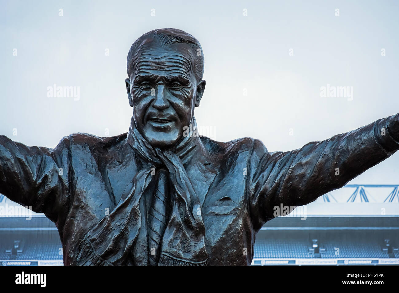 LIVERPOOL, UK - MAY 17 2018: Statue of Bill Shankly in front of Anfield ...