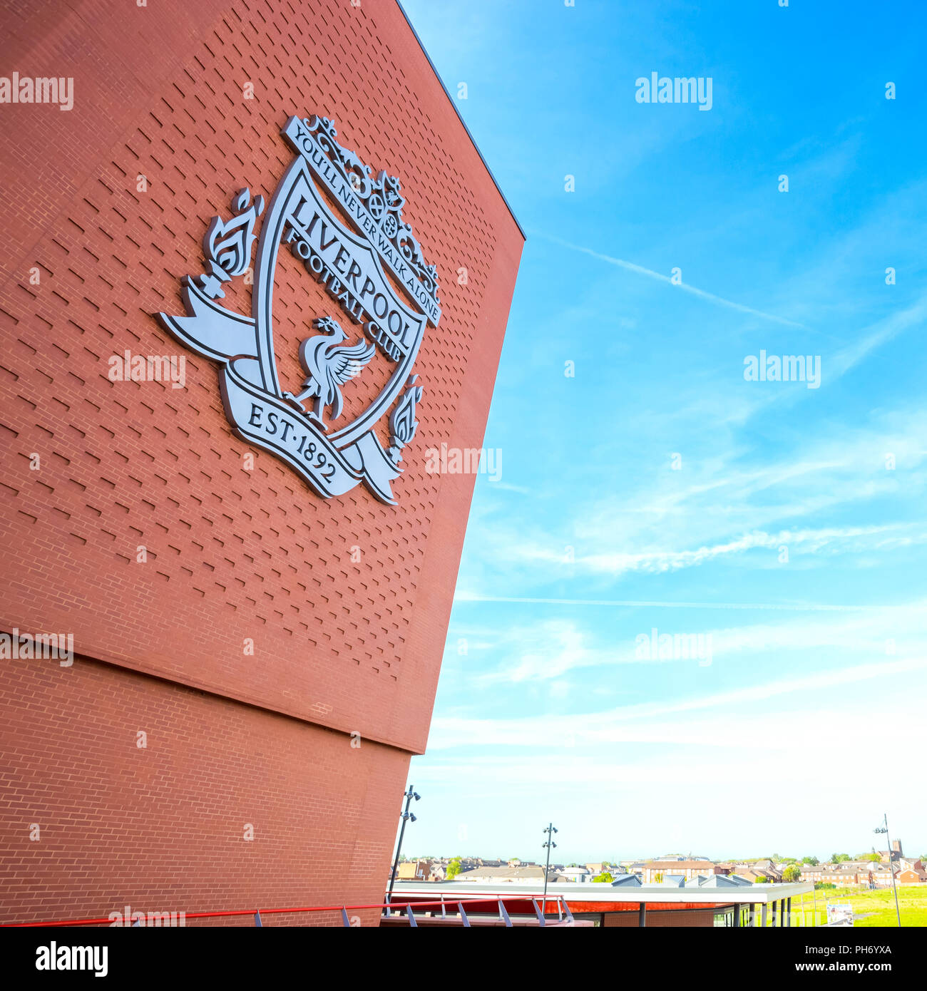 LIVERPOOL, UK - MAY 17 2018: Anfield stadium, the home ground of ...