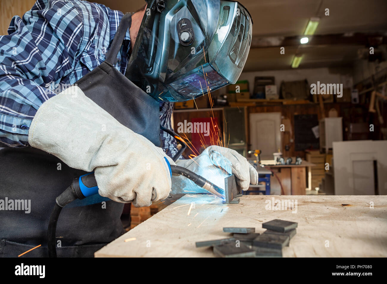 Close up factory worker welds hi-res stock photography and images - Alamy