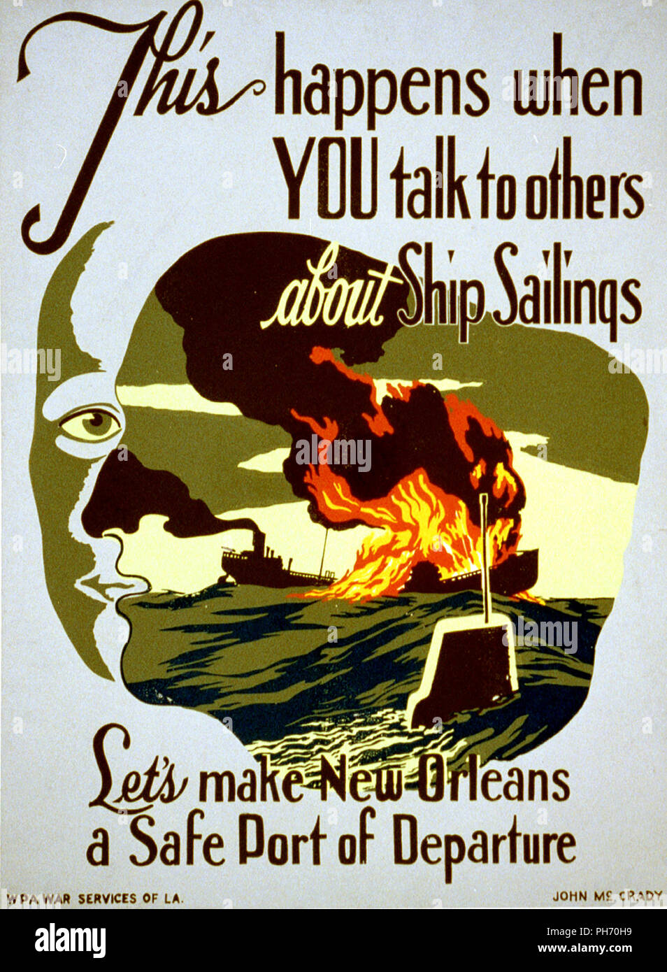 Poster suggesting careless communication about ship departures may be ...