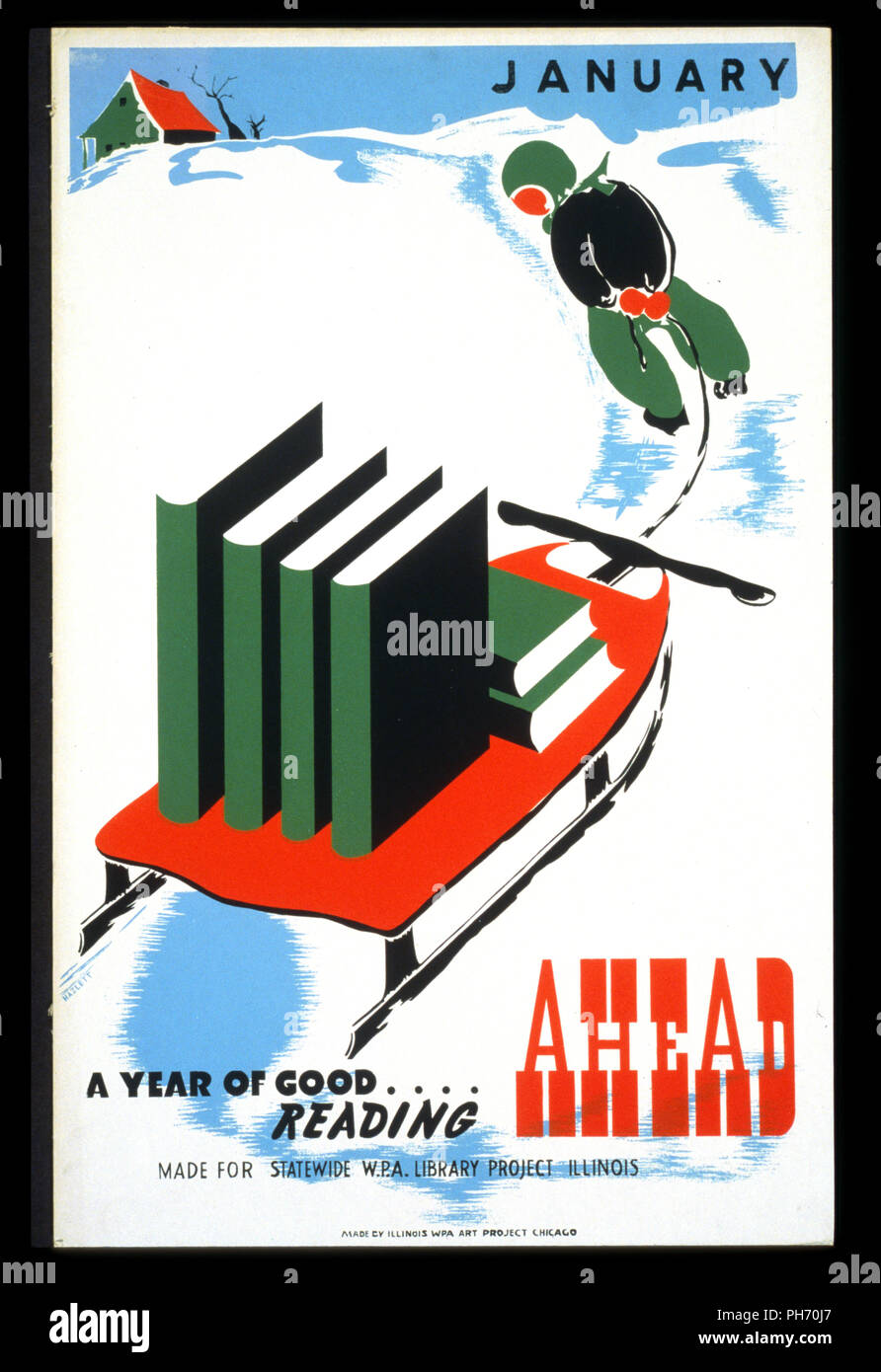 Poster for statewide WPA Library Project, Illinois, showing a child ...