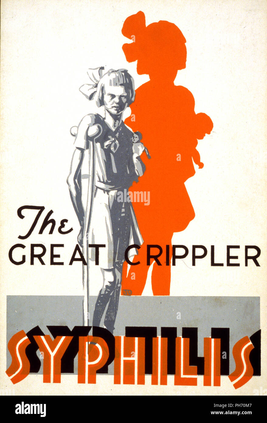 Poster warning of the dangers to children from syphilis, showing a ...