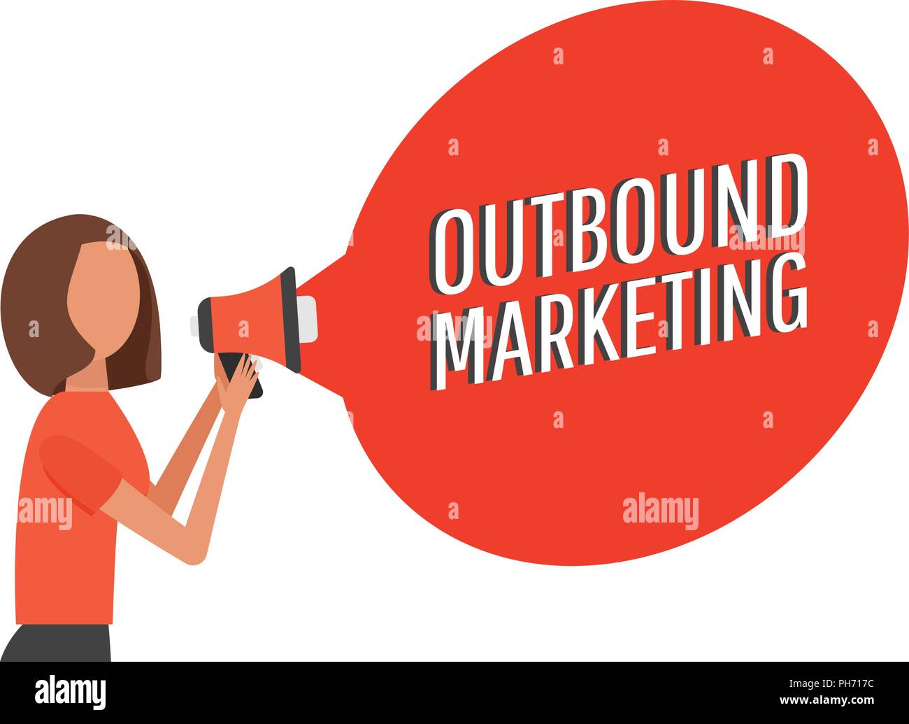 Outbound marketing. Megaphone label. Banner for business, marketing and ...