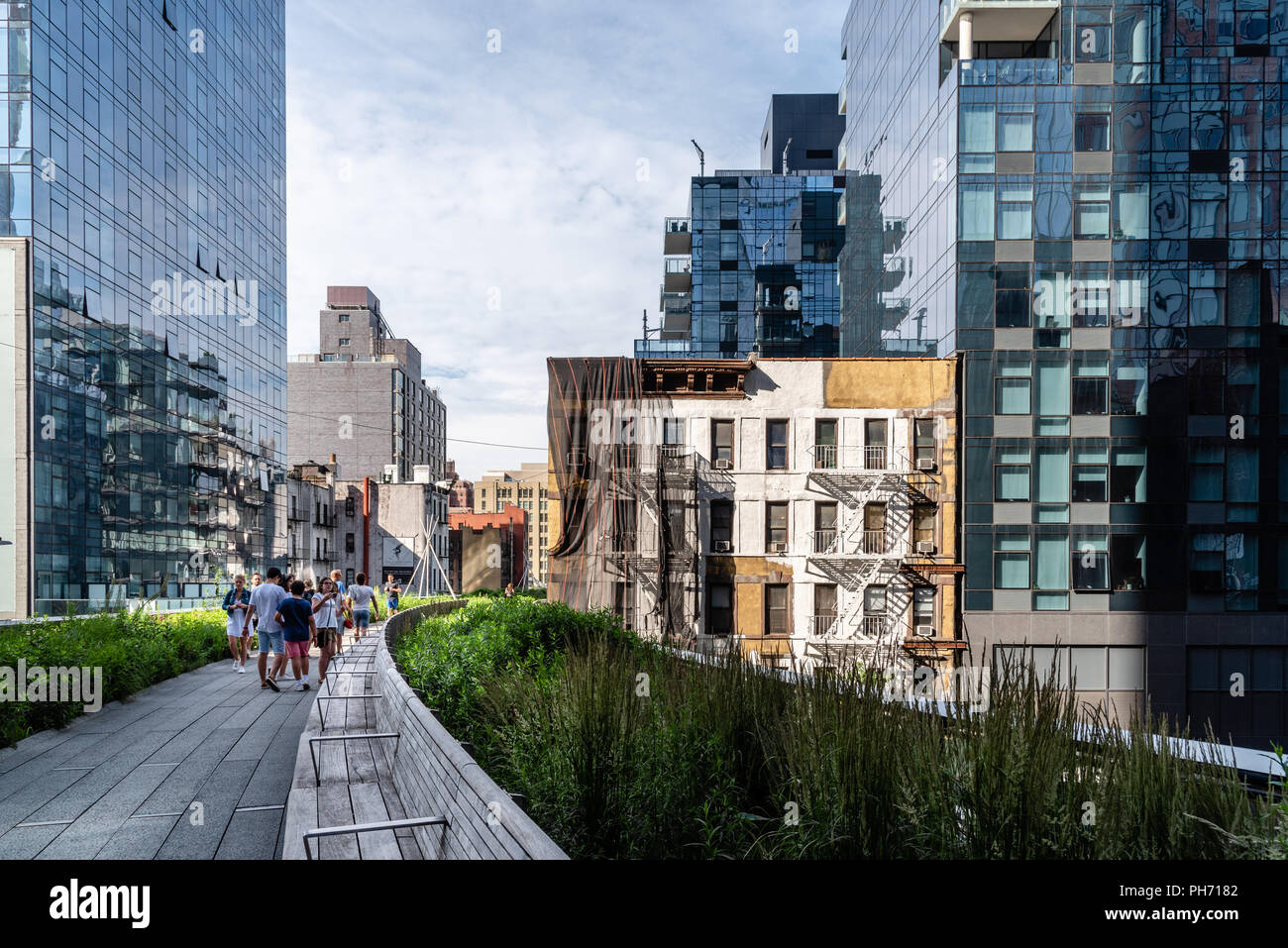 New York City, USA - June 22, 2018: High Line. The High Line is an ...