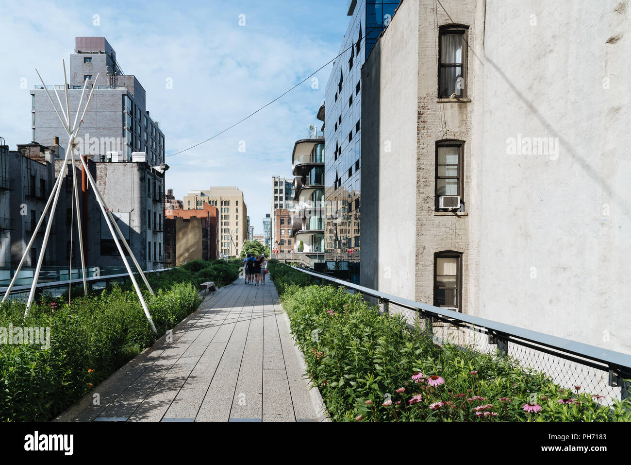 New York City, USA - June 22, 2018: High Line. The High Line is an ...