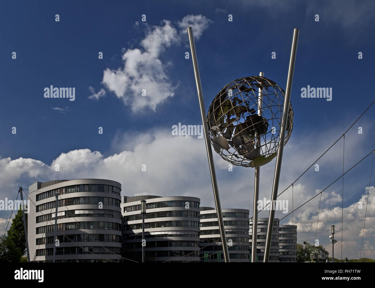 Mercator globe, Duisburg inner Habour, Germany Stock Photo - Alamy