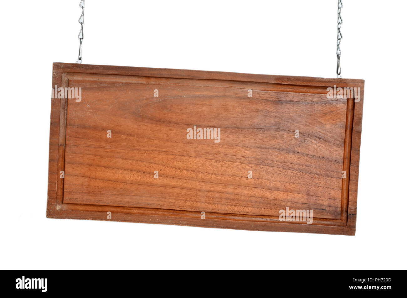 old wooden sign hanging chain Stock Photo - Alamy