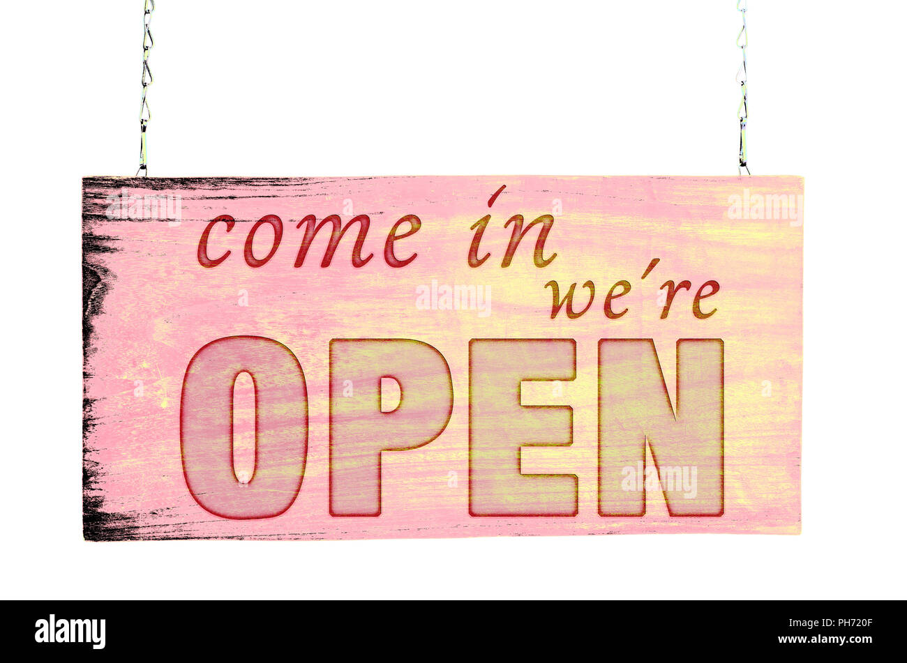 Wooden open sign hi-res stock photography and images - Alamy