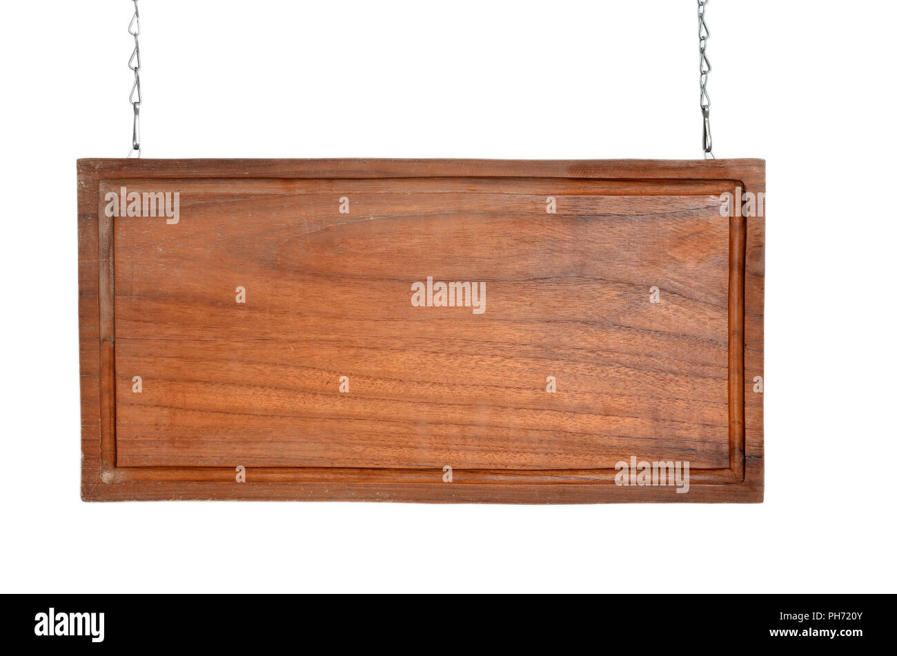 old wooden sign hanging chain Stock Photo - Alamy