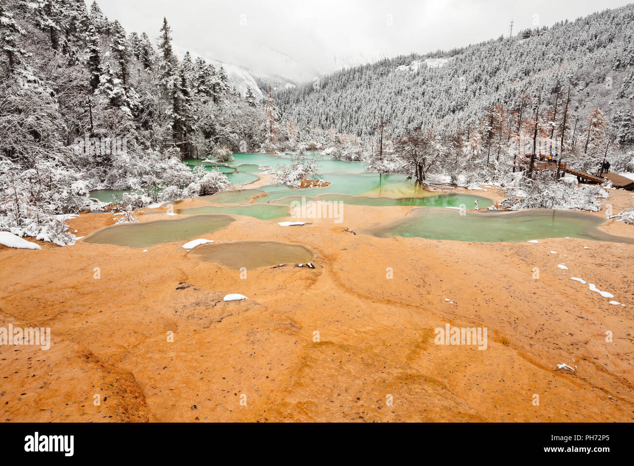 Travertine beach and clear water Stock Photo - Alamy