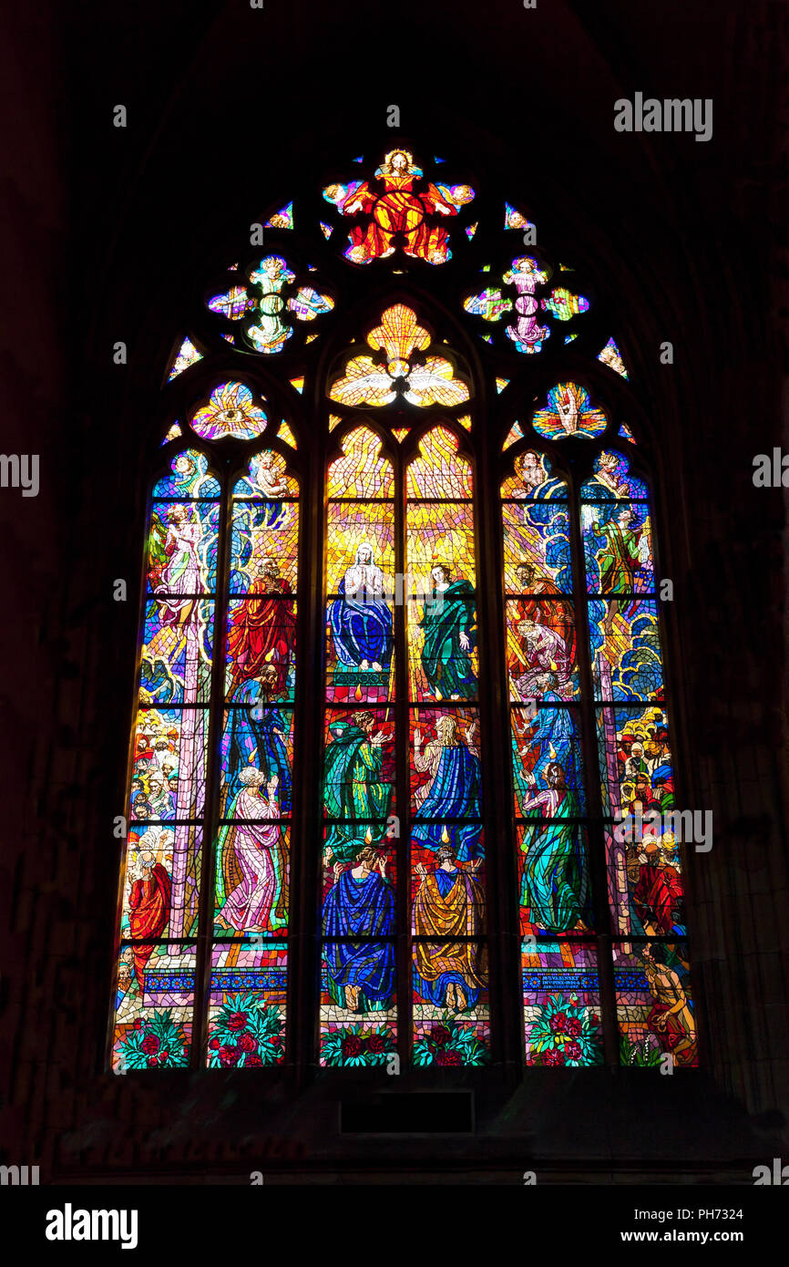Gothic stained glass window Stock Photo - Alamy