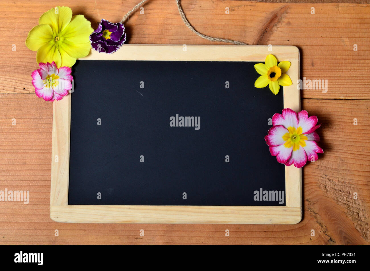 free board background spring flowers Stock Photo - Alamy