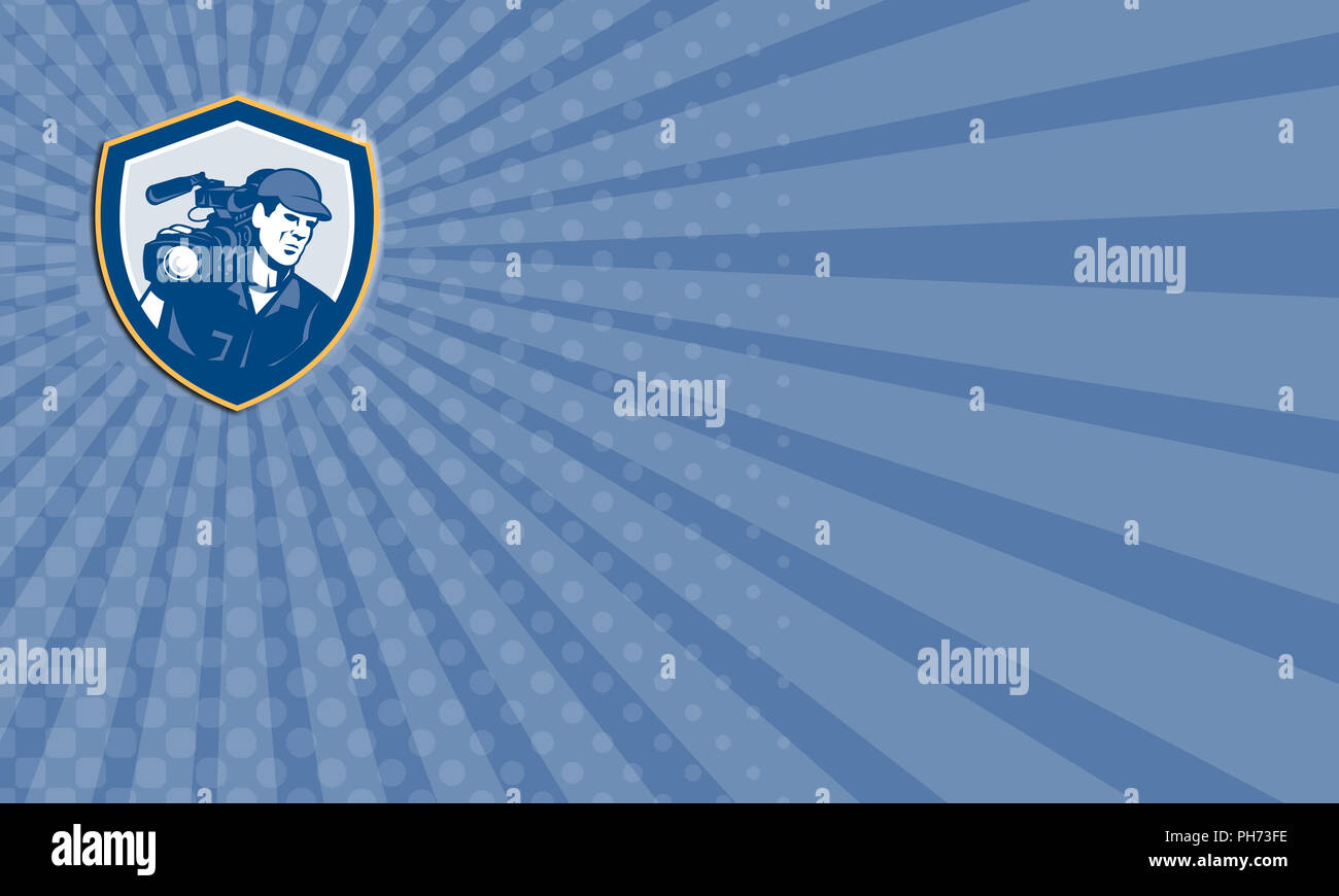 Business card Cameraman Film Crew HD Camera Video Shield Retro Stock ...