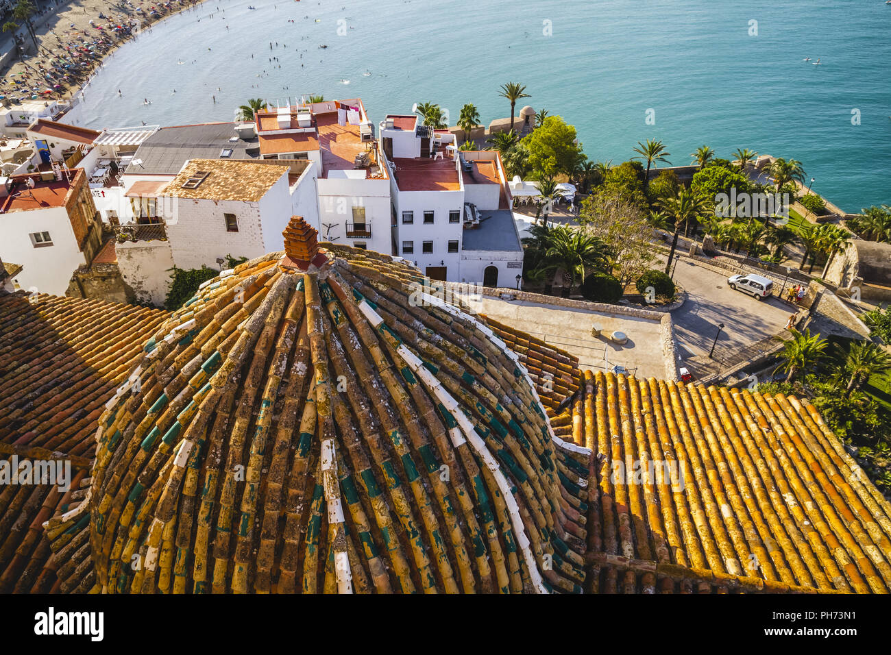 gardens, peñíscola village views from the castle of Papa Luna, Valencia ...