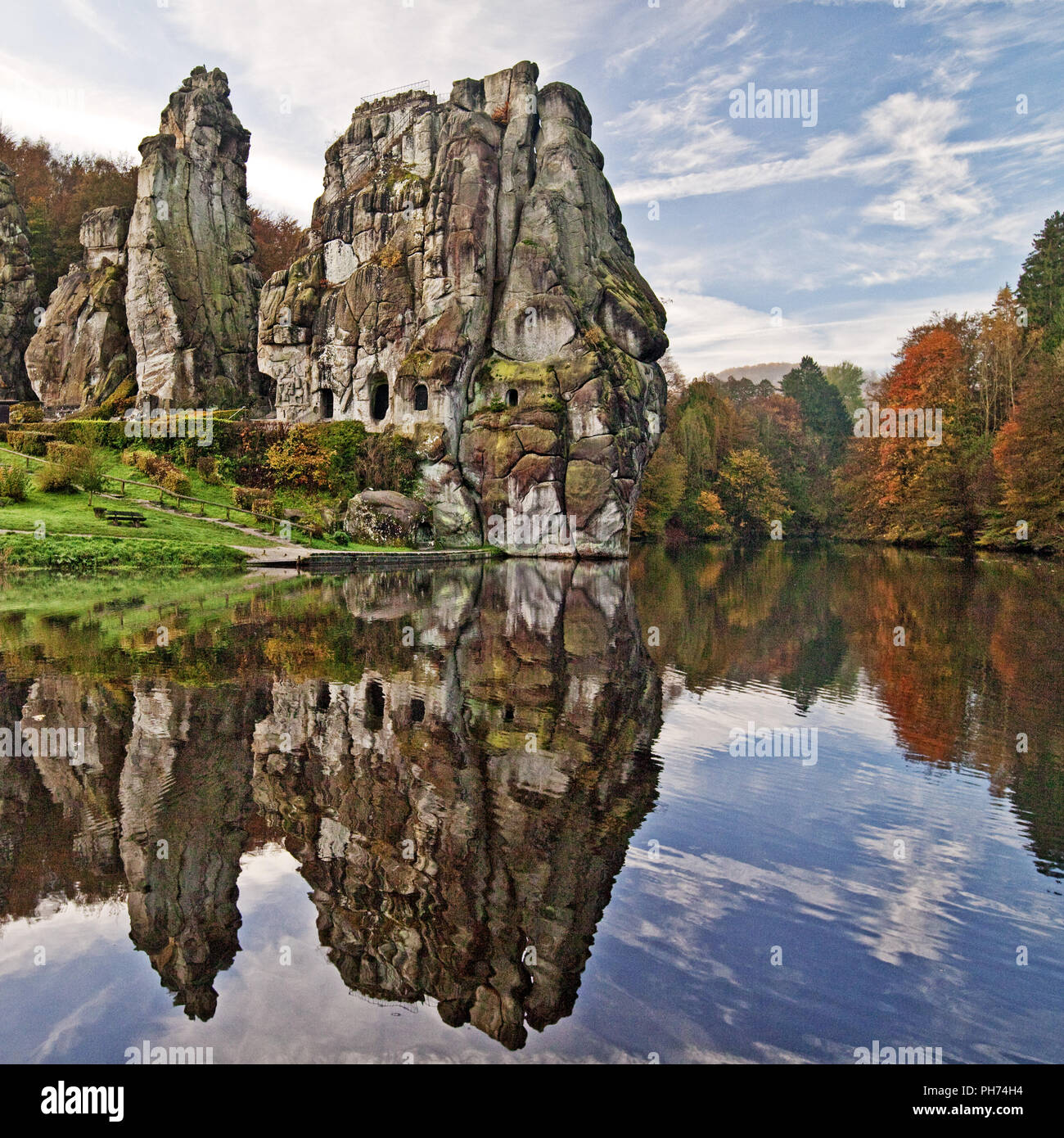 Externsteine, sandstone rock formations, Germany Stock Photo - Alamy