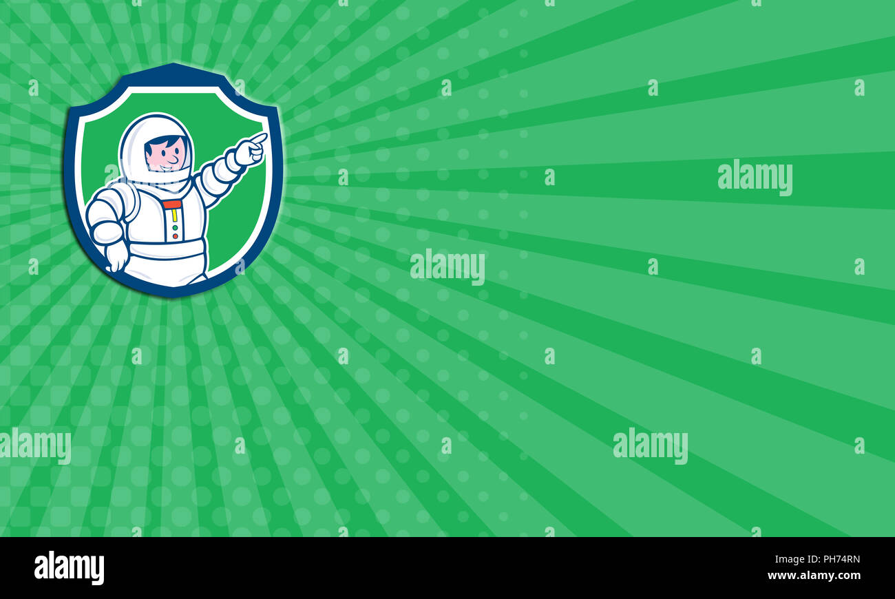Business card Astronaut Pointing Front Shield Cartoon Stock Photo - Alamy