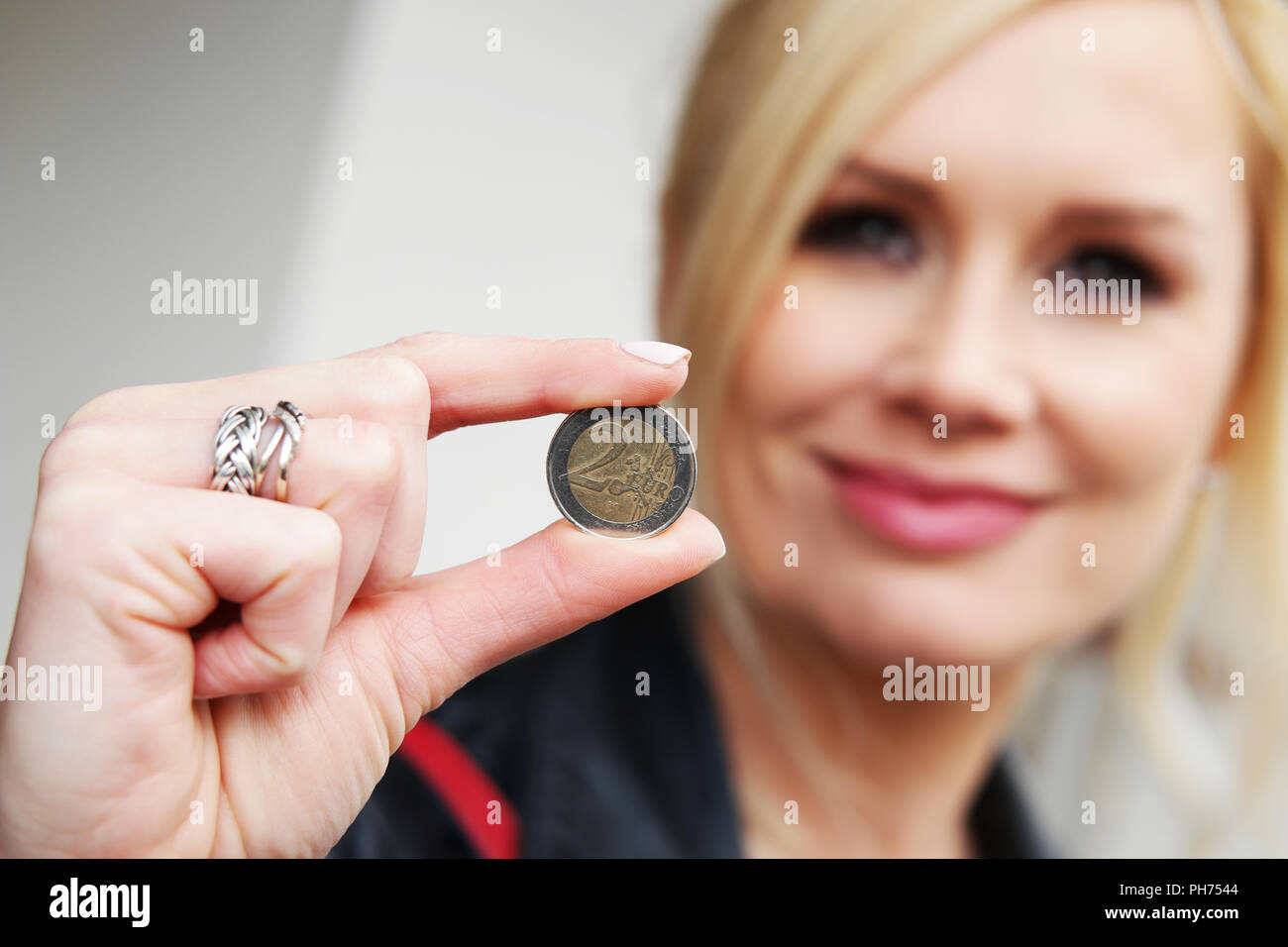 Penny coin one woman hi-res stock photography and images - Alamy
