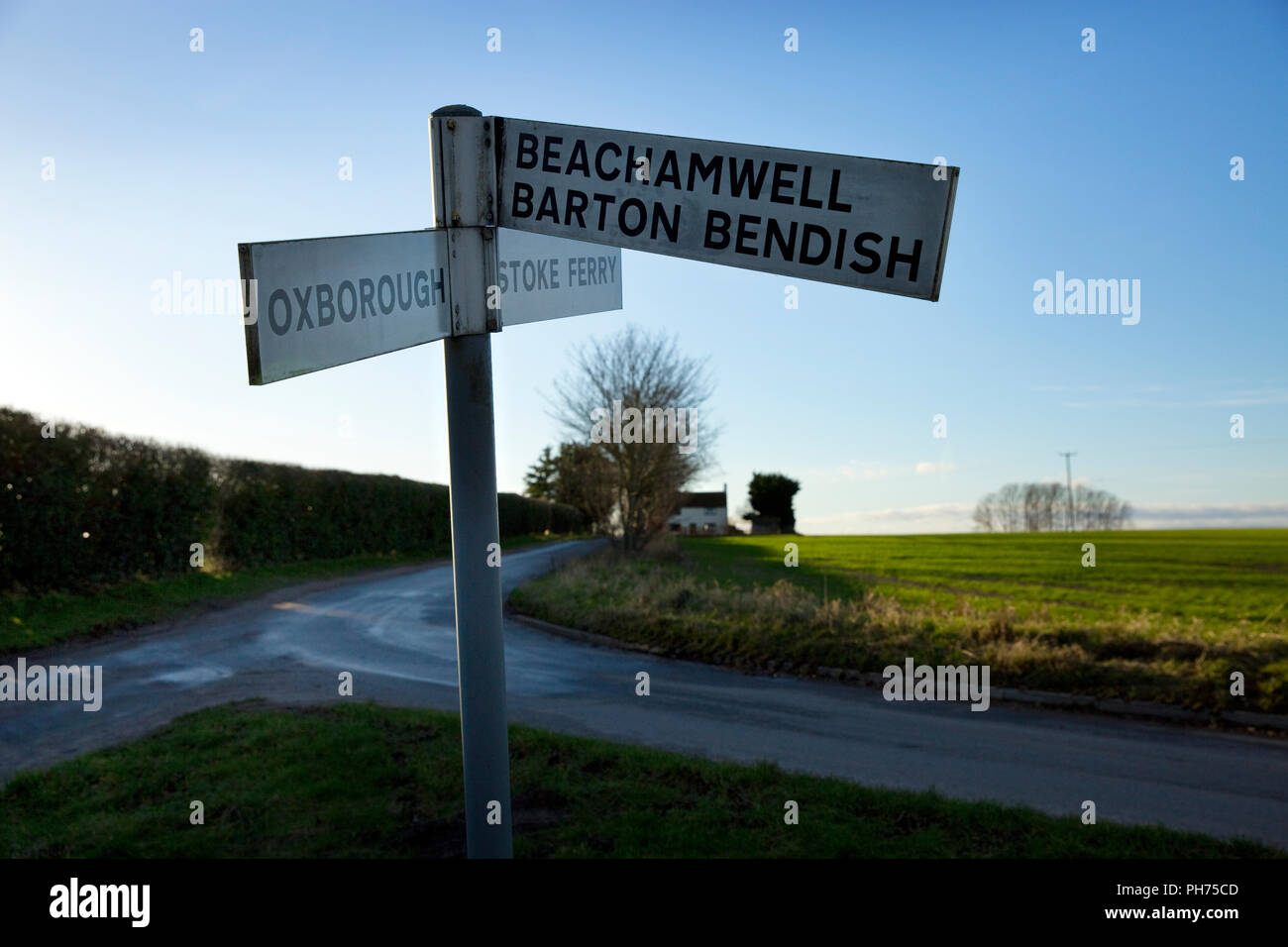 A signpost points the way near Barton Bendish, Norfolk Stock Photo - Alamy