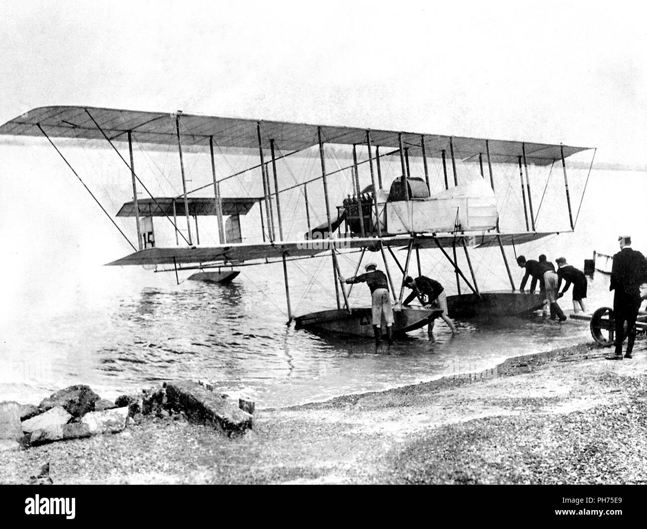 Navy biplane Black and White Stock Photos & Images - Alamy