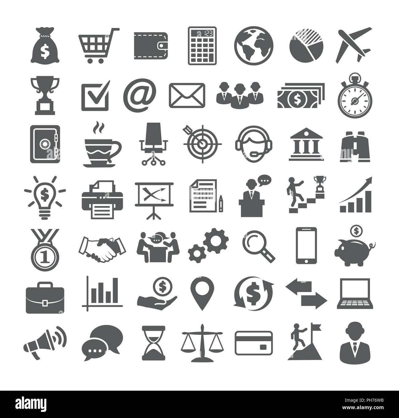 Business icons set. Icons for business, management, finance, strategy ...