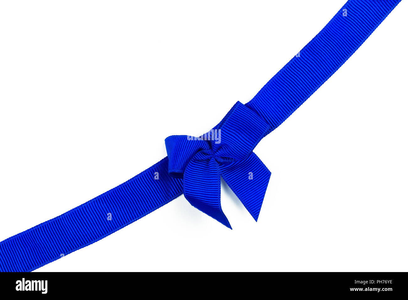 Blue ribbon with loop on white background Stock Photo - Alamy